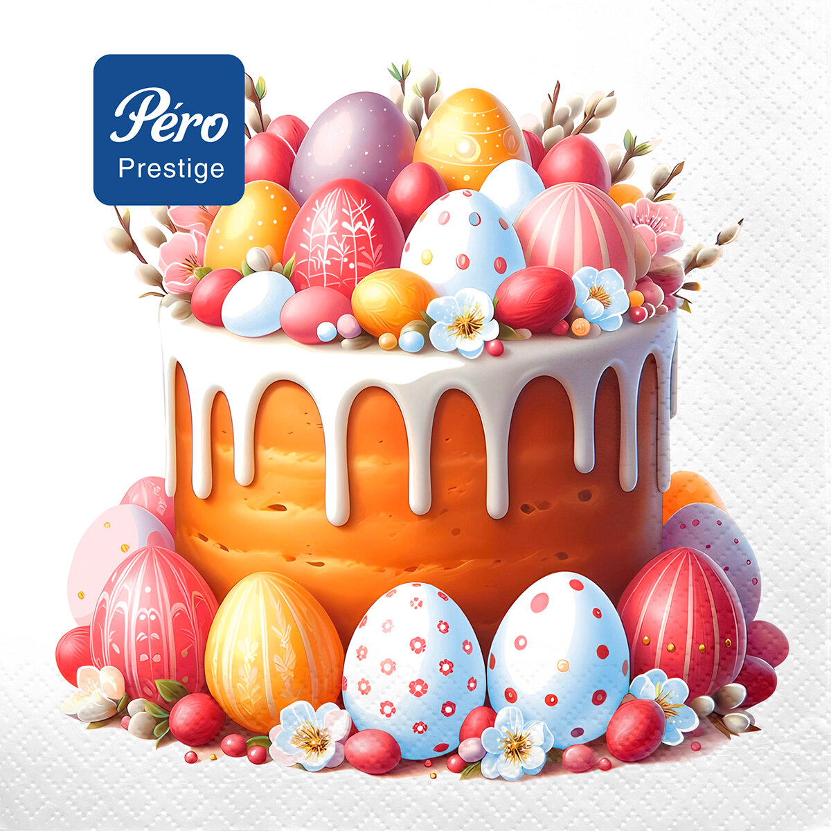 Салфетки бумажные сервировочные Pero Prestige Пасхальное угощение, трехслойные, 20 шт
