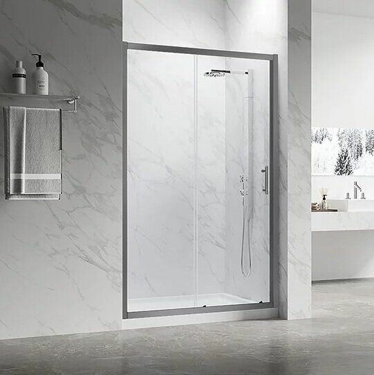 Душевая дверь в нишу Veconi Vianno раздвижная VN-55 GM, 120х195 см, стекло прозрачное, профиль оружейная сталь VN55GM-120-01-C8