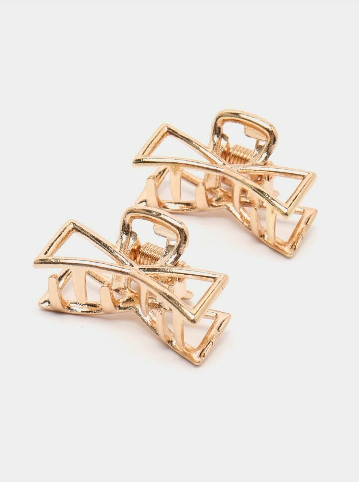 Краб (крабик) для волос 2,5 см маленький, 2 шт, металл золотистый