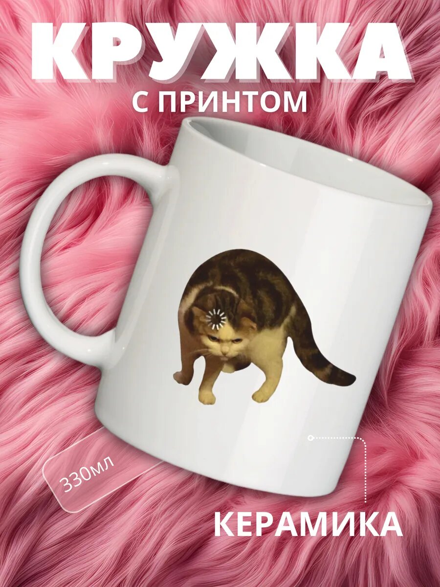 Милая кружка кот с загрузкой мем