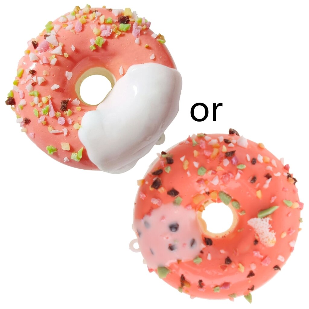 Имитация пончика, хлебный торт, поддельная фруктовая еда, десертная игрушка-темно-розовая сторона, белый