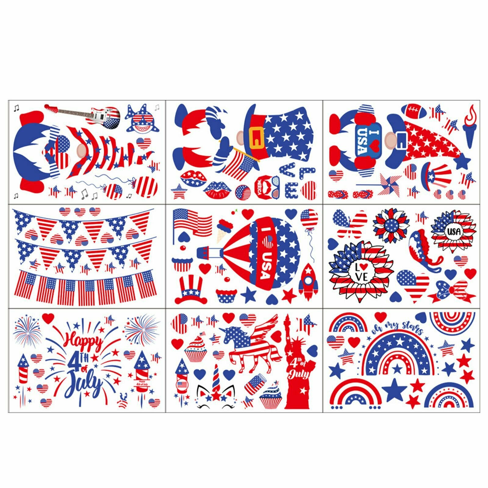 Декоративные наклейки, Двусторонние наклейки на шкафы к Дню независимости США, комплект из 9 штук