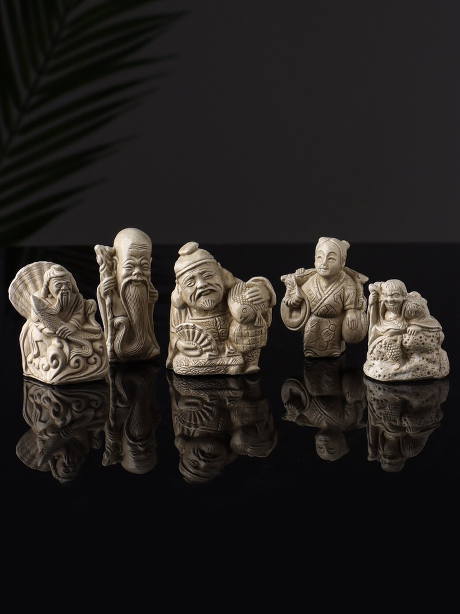 Набор фигурок «Нэцкэ», 5 шт, 20×10×7 см, бежевый