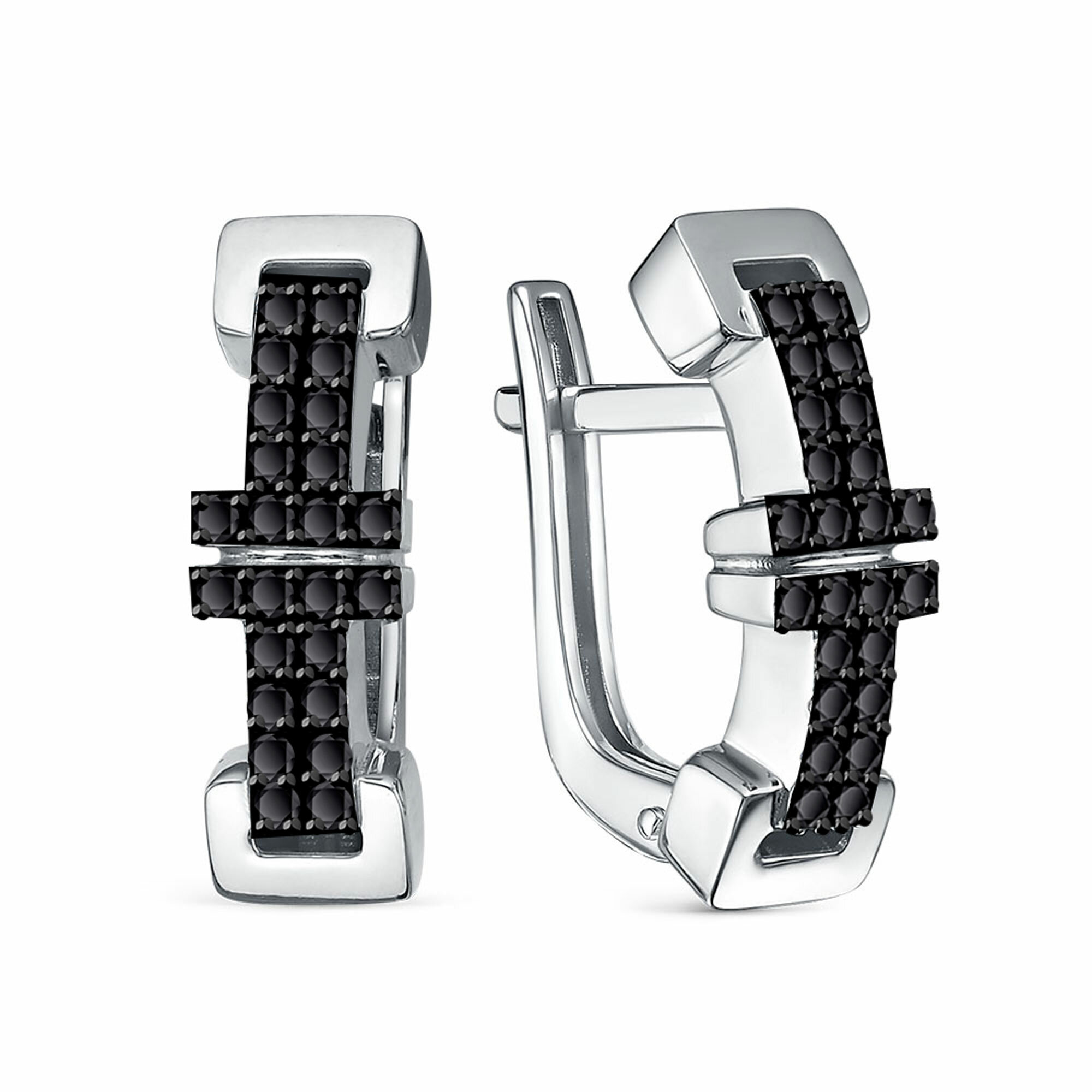 Серьги, белое золото, 585 проба, фианит