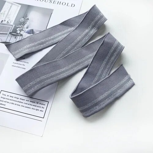 Эластичная трикотажная полоса из полиэстера Luo Le Lee 80х3.5 см Серый, Light grey- Silver