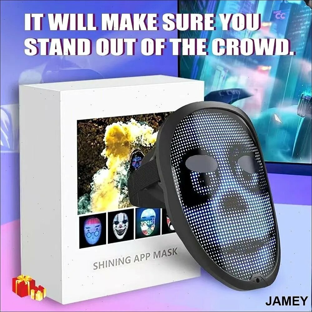 Карнавальная маска с приложением на Хэллоуин неоновая, светящаяся