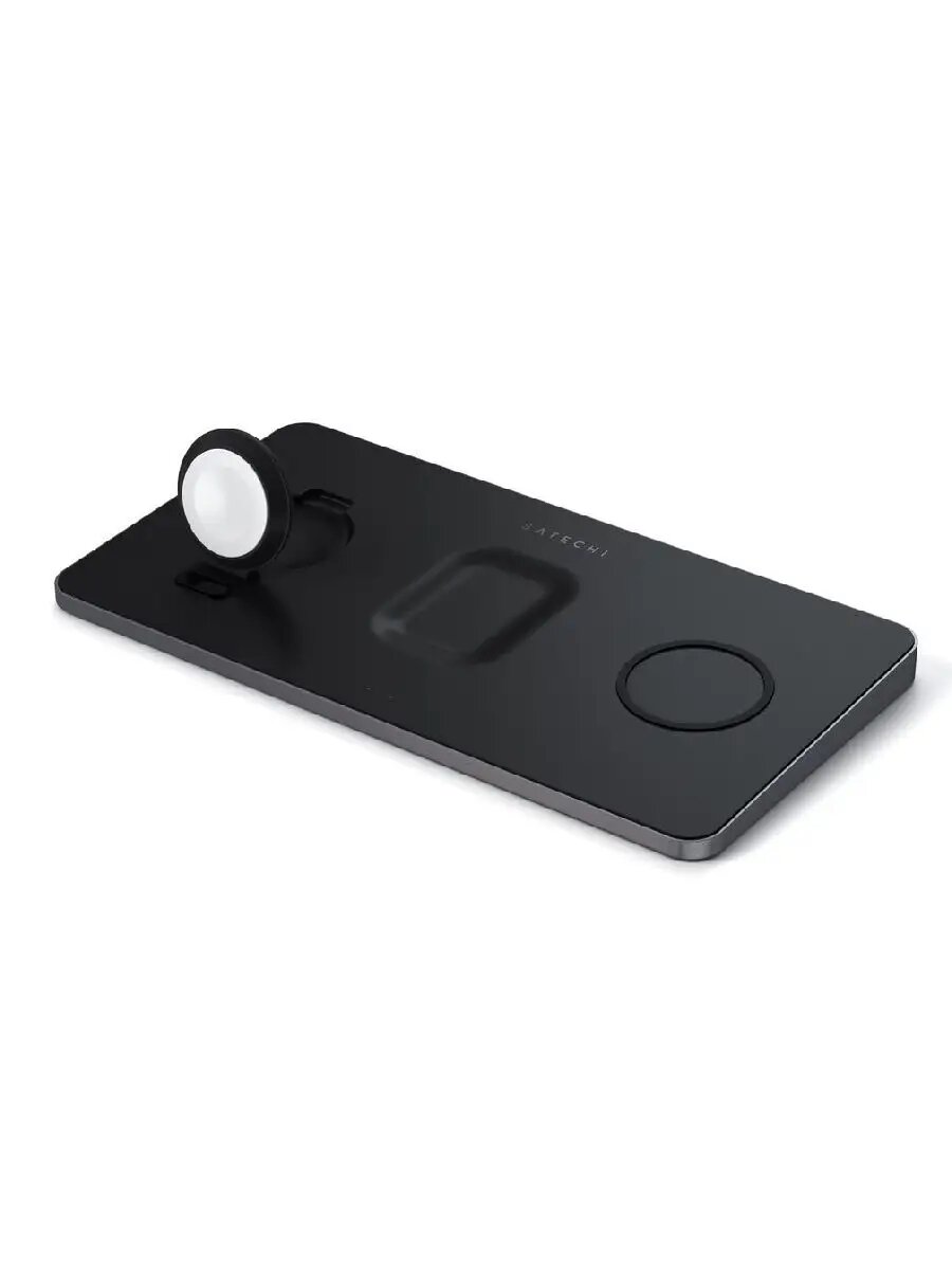 Беспроводное зарядное устройство Satechi Trio Wireless Charging Pad для телефона, часов и наушников. Цвет серый космос.