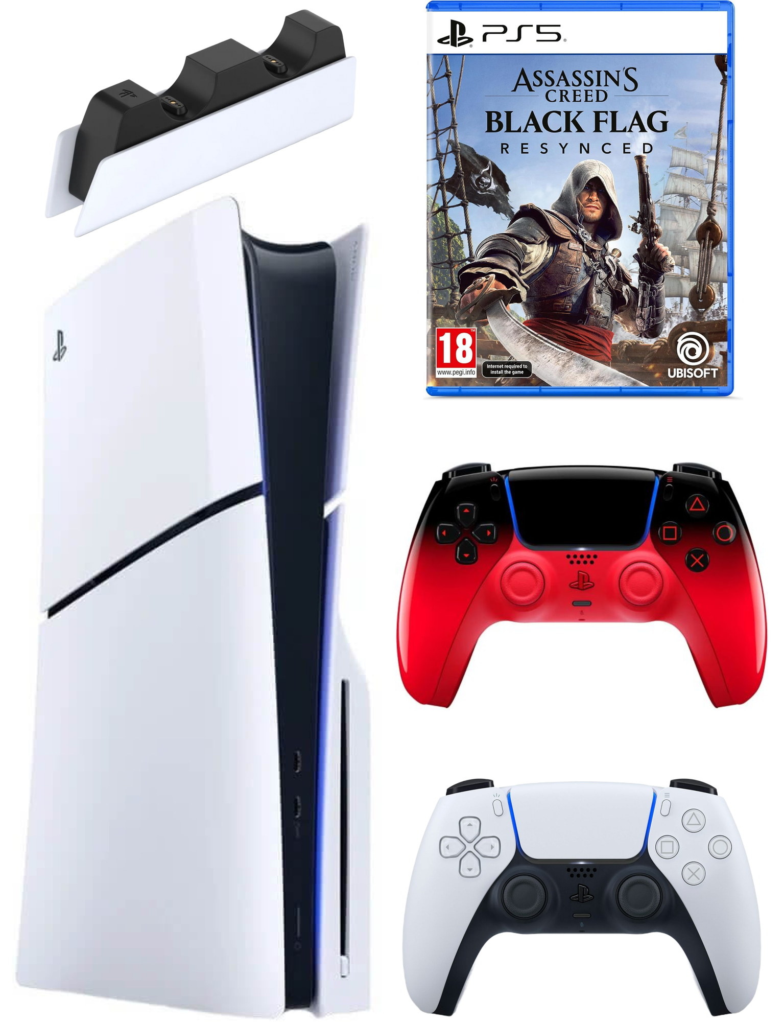 Игровая приставка Sony PS 5 Slim,1ТБ(с дисководом) +2-ой геймпад+Зарядная станция+Assassins Creed Black Flag(Resynced)