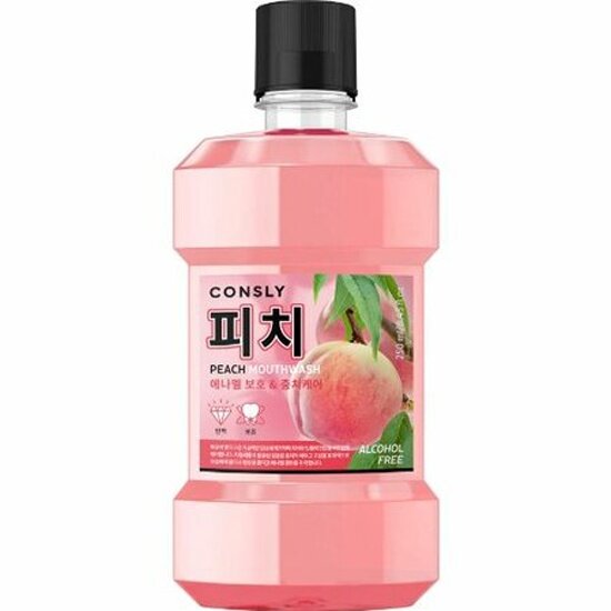 Ополаскиватель для полости рта Consly с ксилитом и вкусом персика, 250 мл