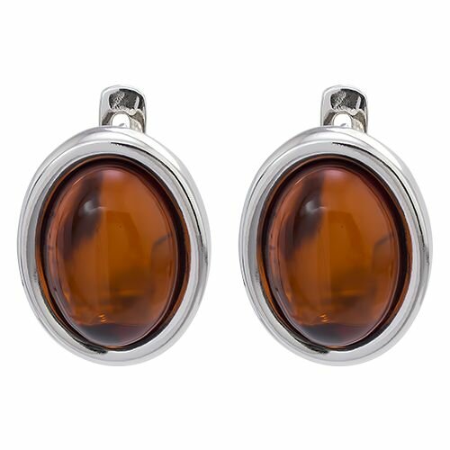Серьги, серебро, 925 проба, янтарь