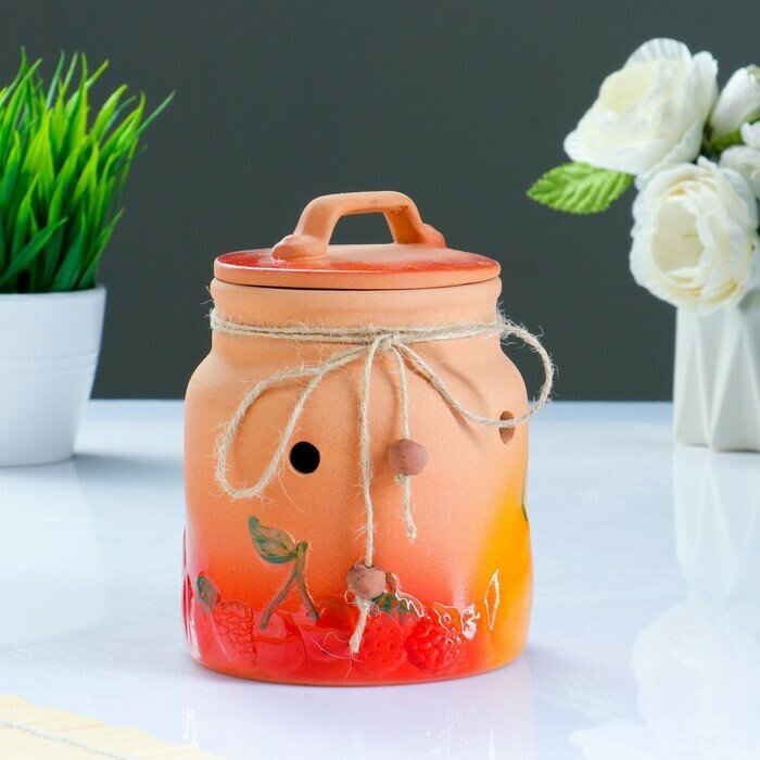 Банка для сухофруктов, емкость для хранения лука и чеснока, аксессуар для кухни, 1л, керамика