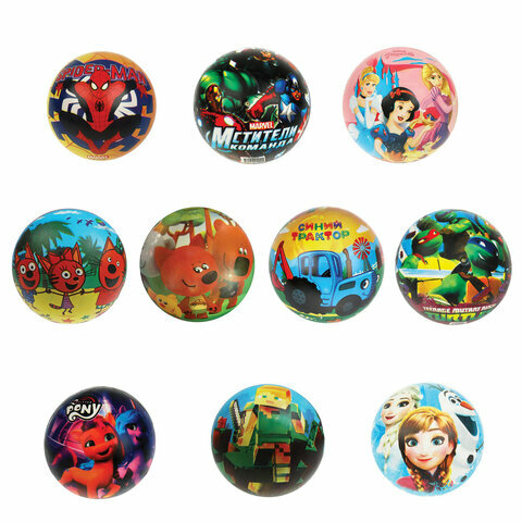 Мяч надувной полноцветный, лицензия, ПВХ, 23 см, ассорти 5 видов, играем вместе
