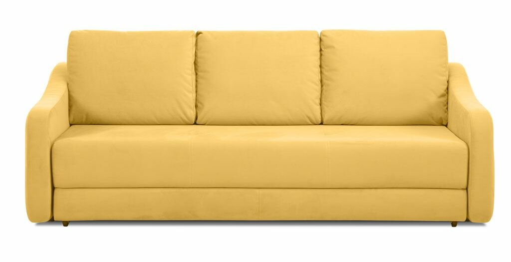 Диван-кровать раскладной PUSHE Иден микровелюр, желтый Simple 15