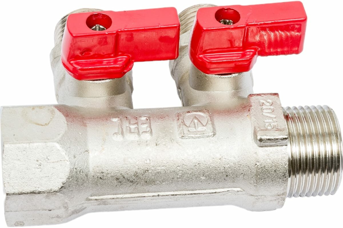 Коллектор с кранами 3/4" и 2 × 1/2" Valtec VTc.580. N.0502