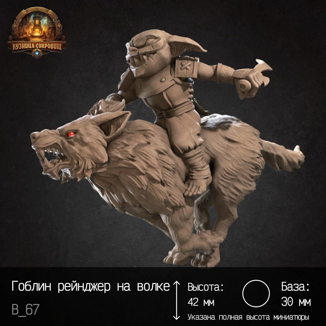 Гоблин рейнджер на волке Днд / Вархаммер