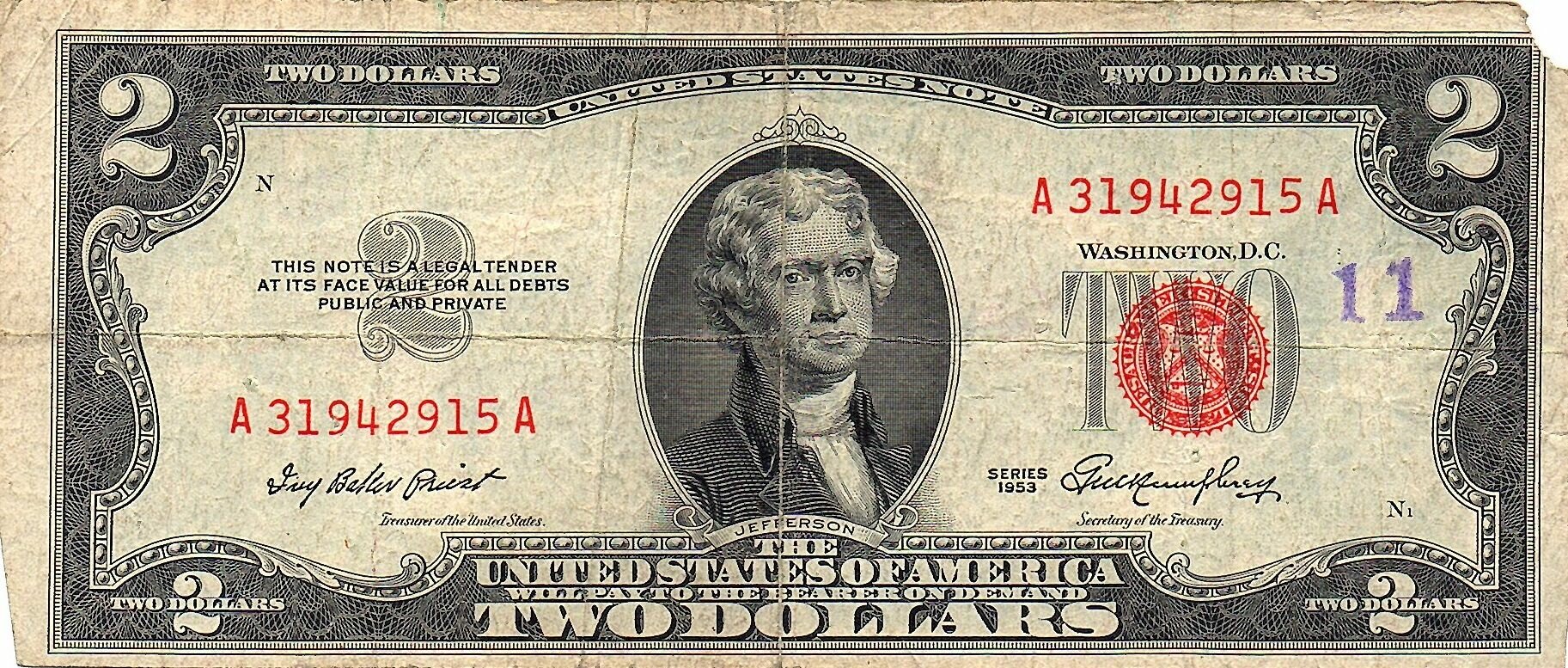 2 доллара 1953 год США 31942915