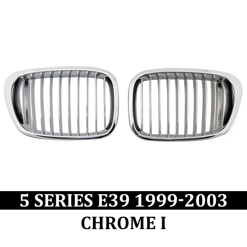 Передняя решетка радиатора BMW E39 5 Series, черный матовый хромированный гриль для лица, тюнинг кузова автомобиля 99-03 Chrome I