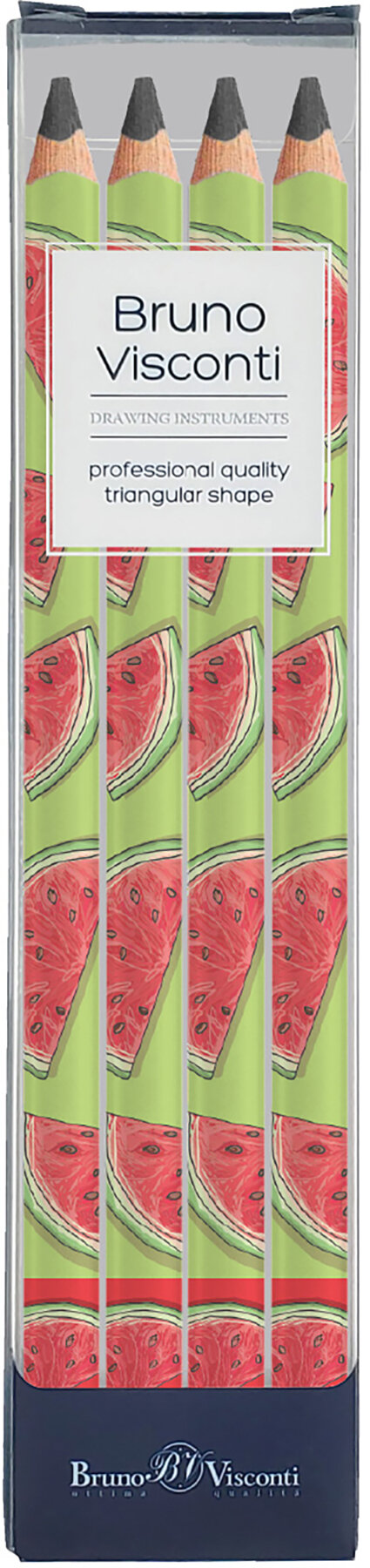 Набор чернографитовых карандашей HappyGraphix Jumbo. Fresh & Fruity. Арбуз, 4B, 4 штуки