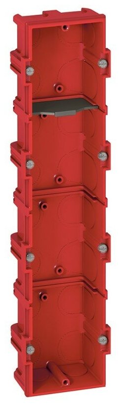 Монтажная коробка Legrand Batibox 4 поста 71х287мм глубина 40мм для кирпичных стен 080144
