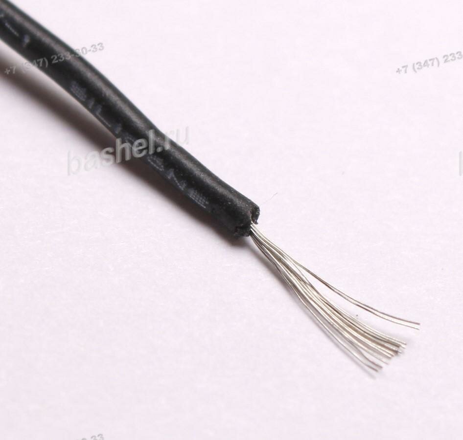 Провод силиконовый силовой 0,08 кв. мм (28AWG) 200°C черный (медь луженая)