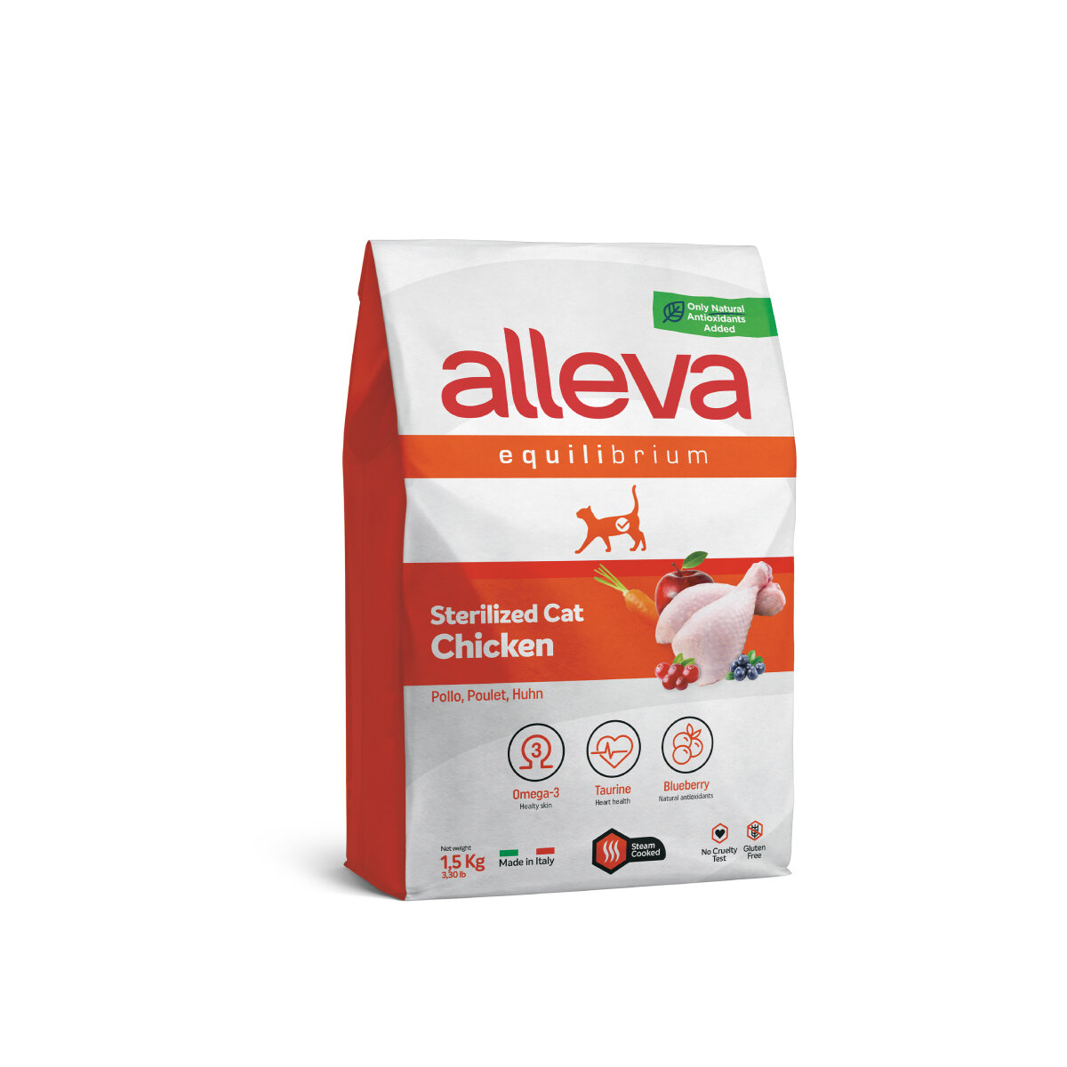 ALLEVA EQUILIBRIUM Корм для кастрированных котов и стерилизованных кошек с курицей 1,5 кг