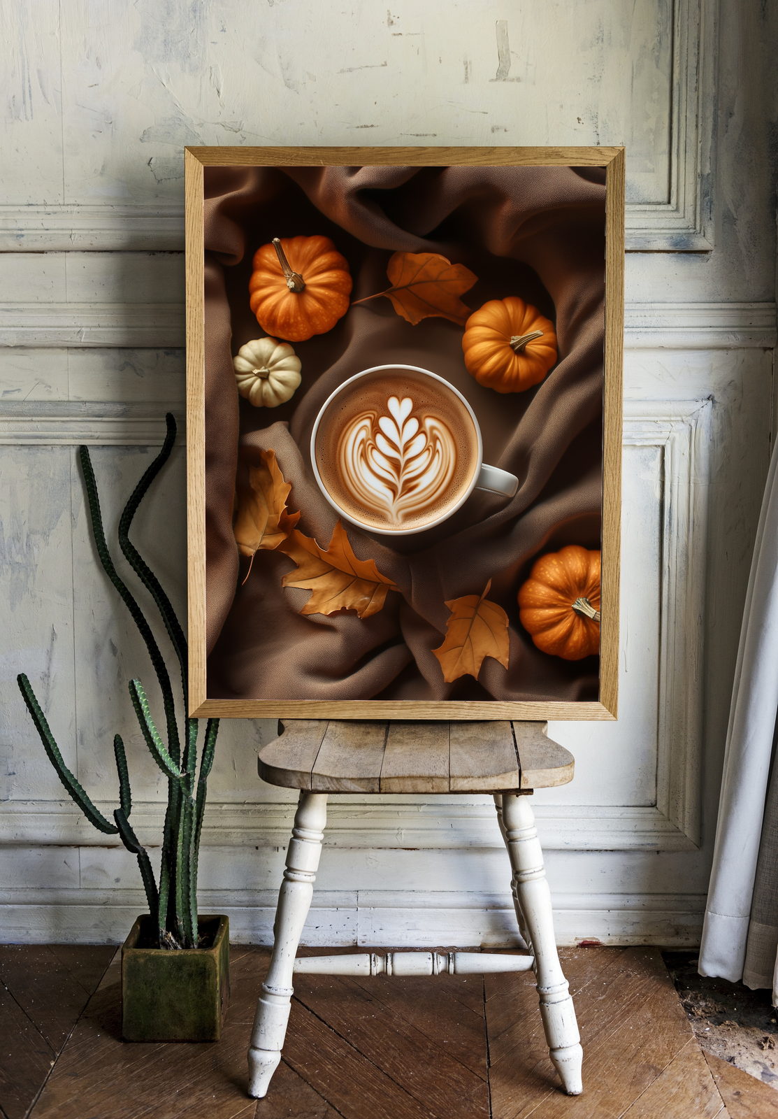 Постер "Кофе и осенние тыквы" 50x70 см в подарочном тубусе