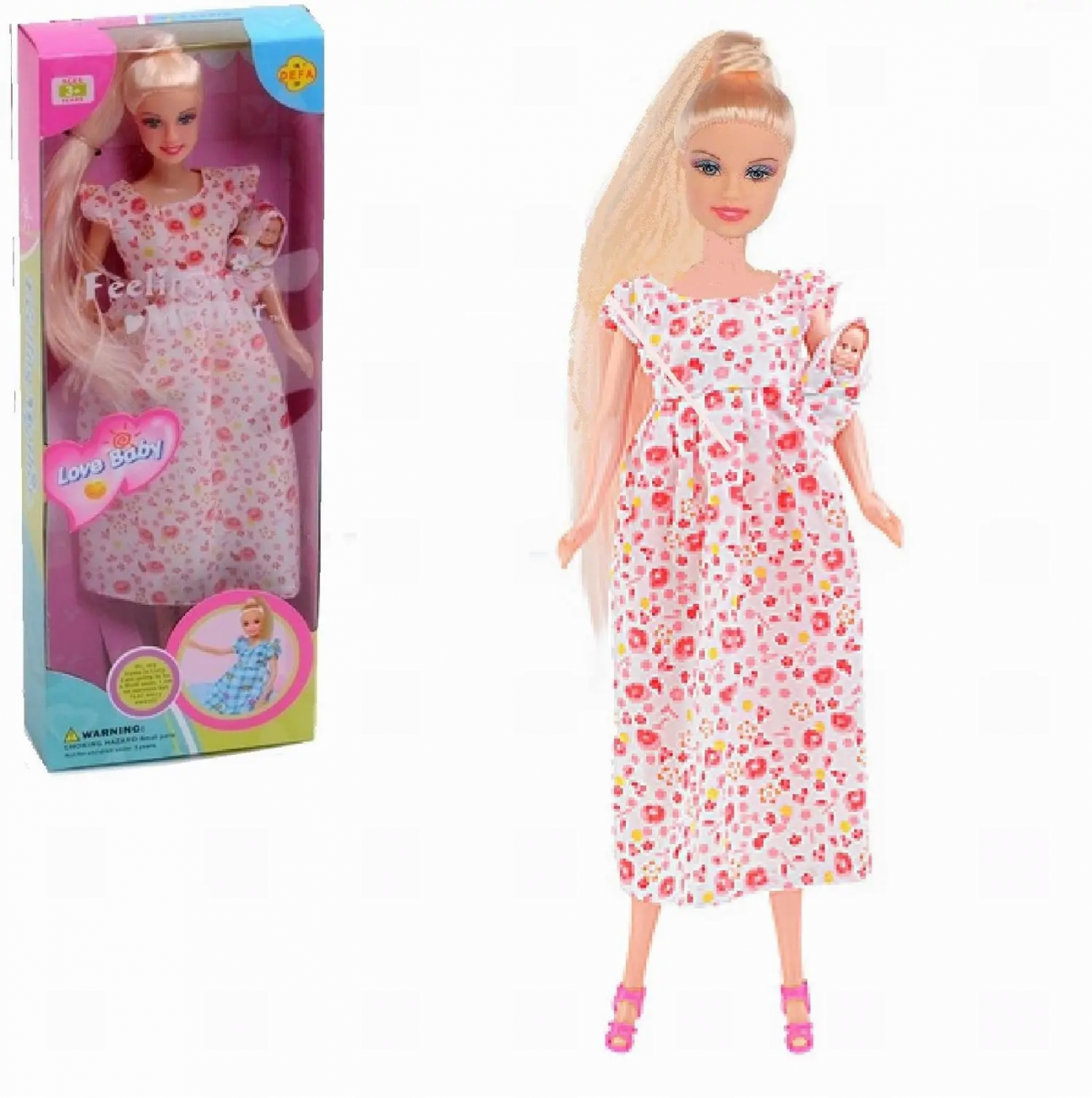 Кукла Defa Lucy Будущая мама в платье c цветами 29 см 6001d/цветы