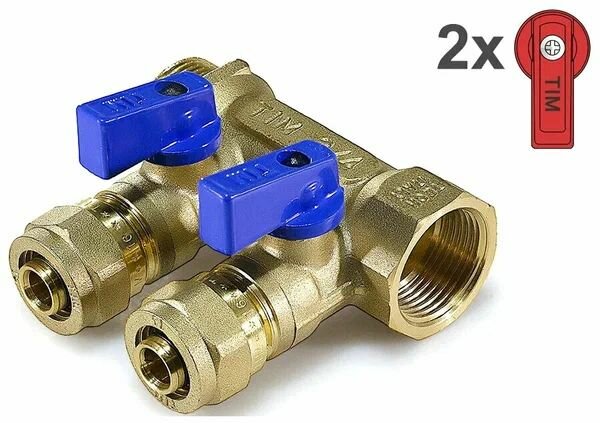 Коллектор TIM м/п "3/4" х 16 х 2 вых.(красный)