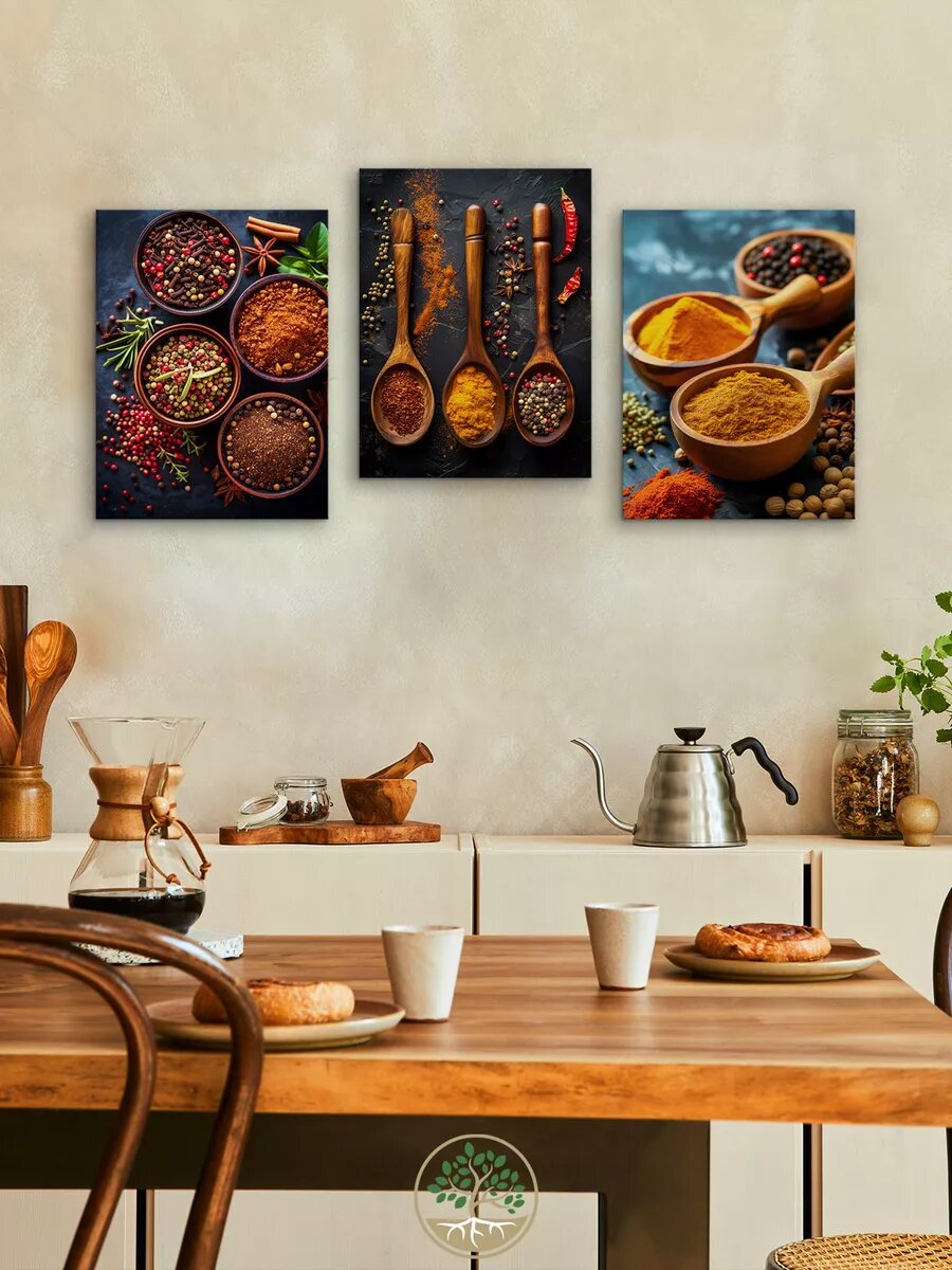 Комплект из трех картин на холсте