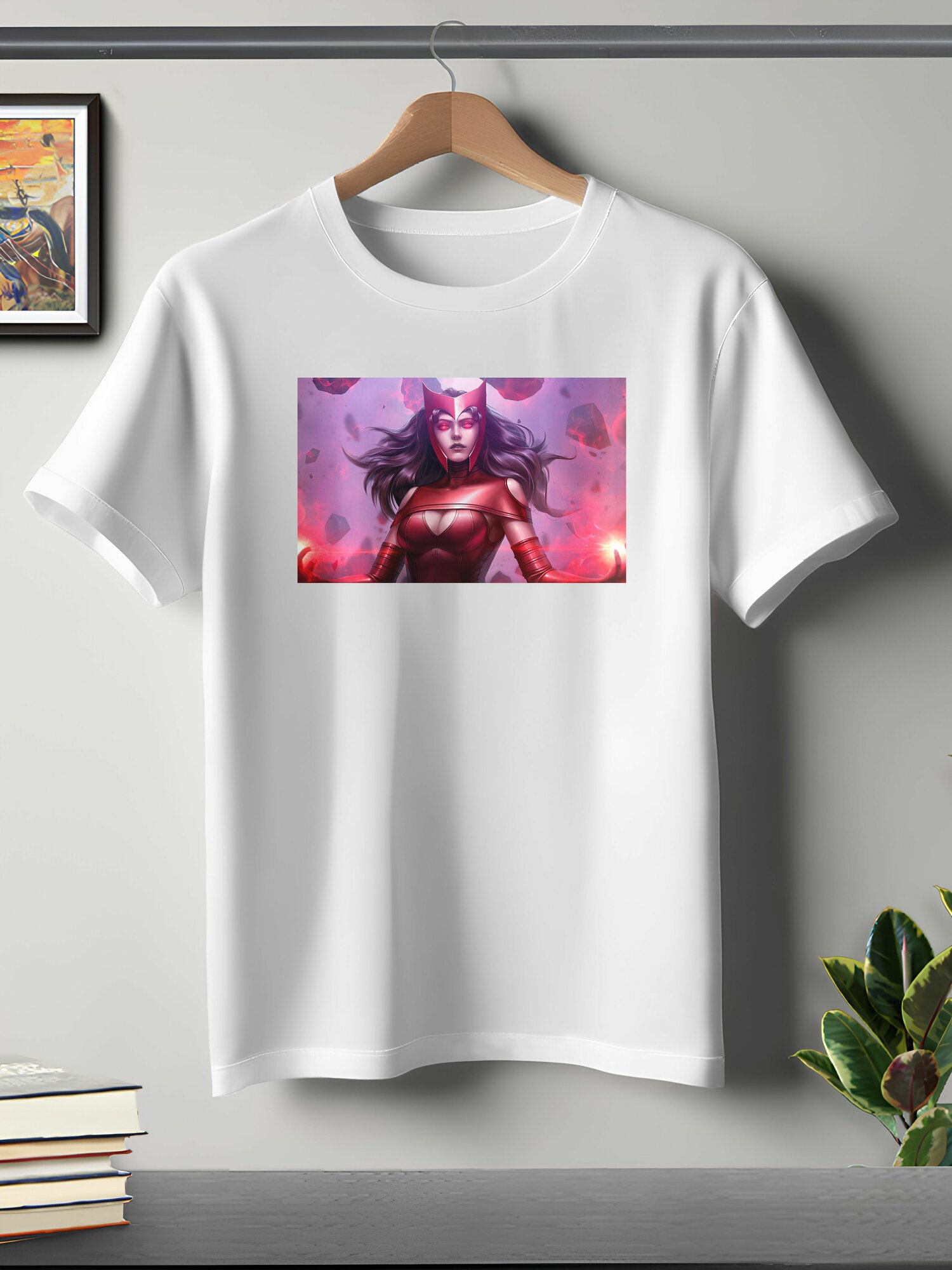 Футболка ONEQ унисекс 44-46 (S) размер с принтом Алая Ведьма, белая