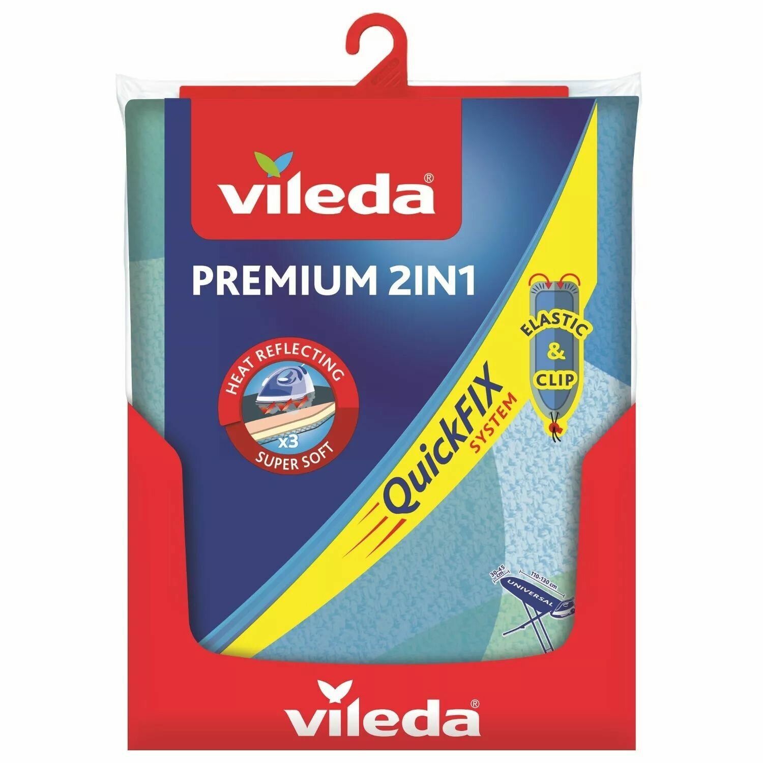 Чехол для гладильной доски Vileda Premium 2in1 QuickFix, теплоотражающий