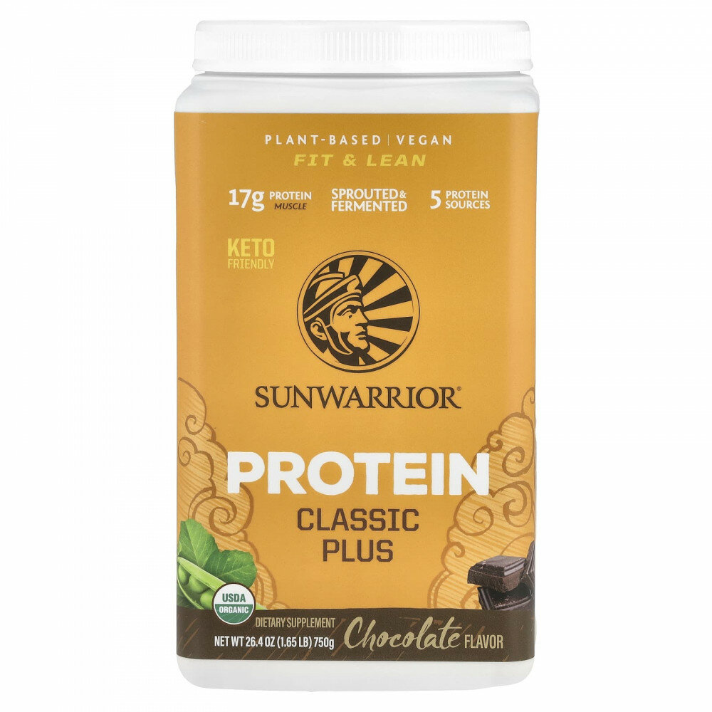 Sunwarrior, протеин, «Классик плюс», со вкусом шоколада, 750 г (1,65 фунта)