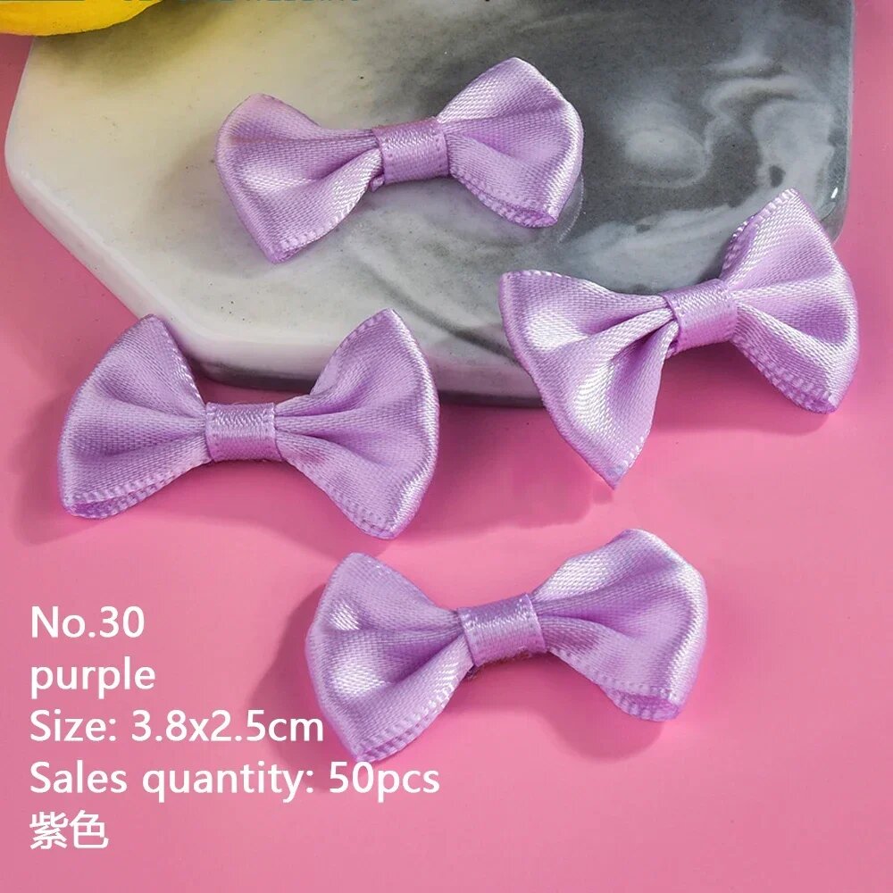 Мини атласные банты для декора 50 шт Сиреневый, 30 purple