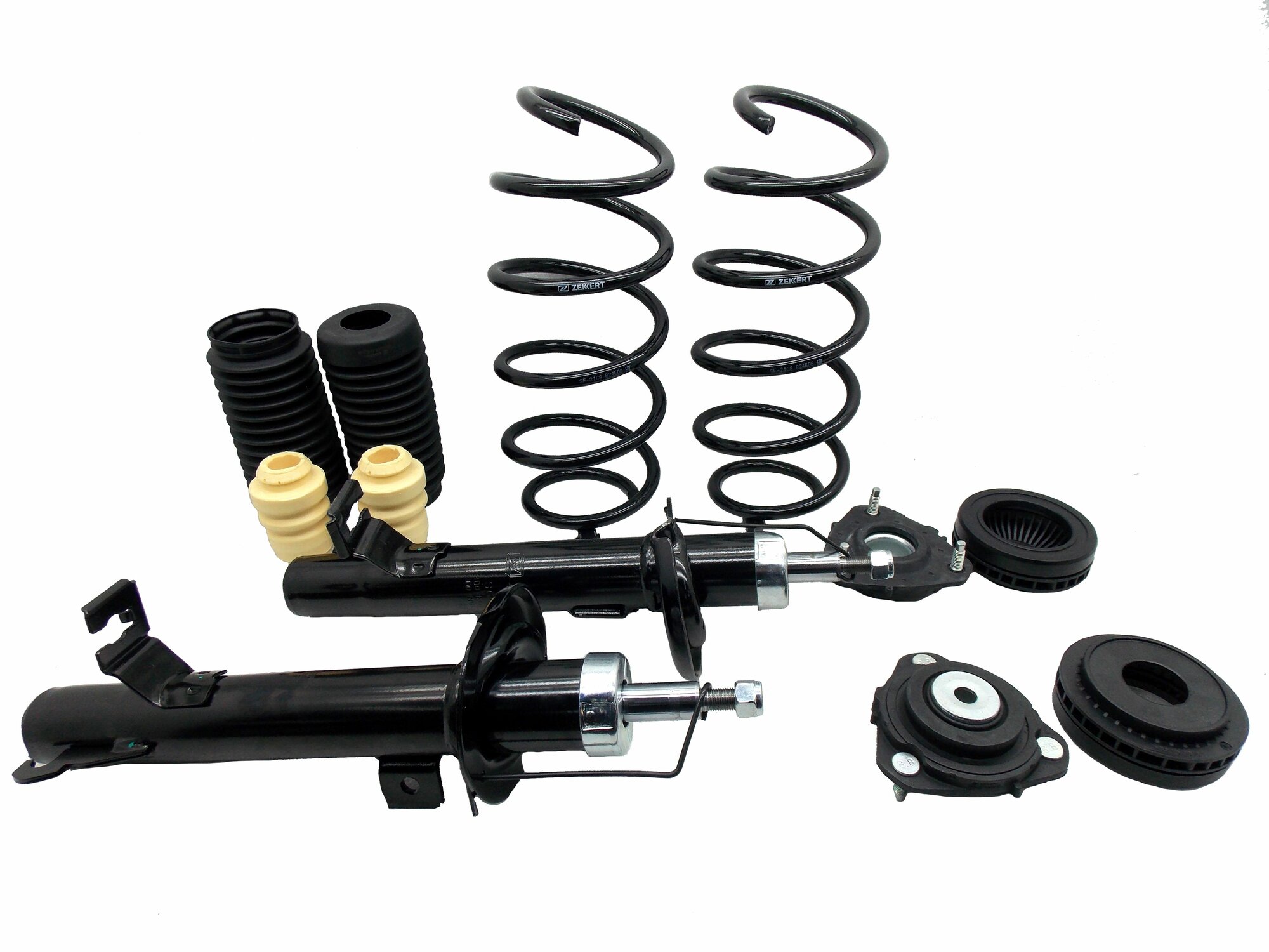 Амортизаторы, пружины, опоры с подшипниками, пыльники передние FORD Fusion. Цена за комплект.