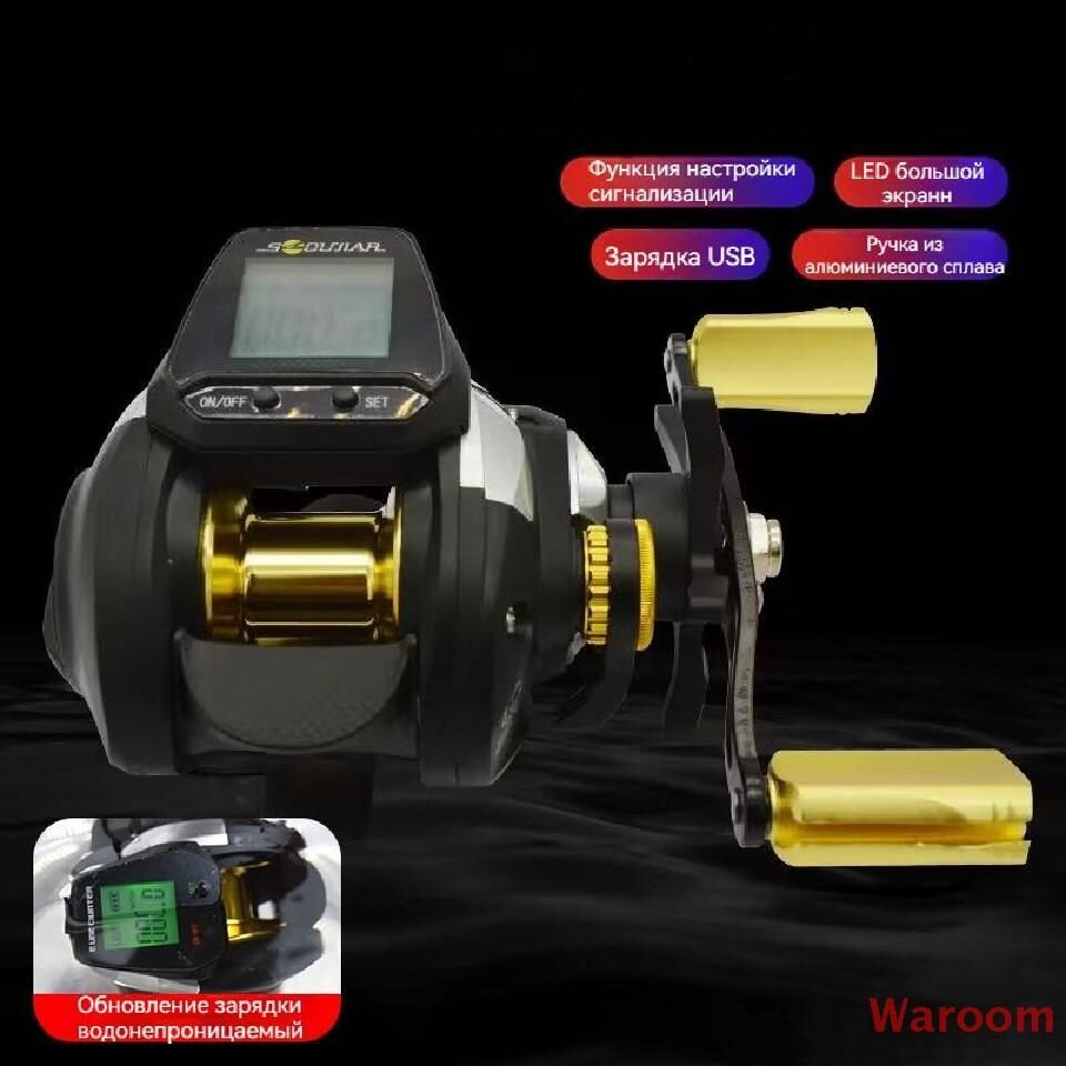 Электрическая рыболовная катушка/Экран цифрового дисплея/Соотношение зубьев 6,3:1 Waroom yuya