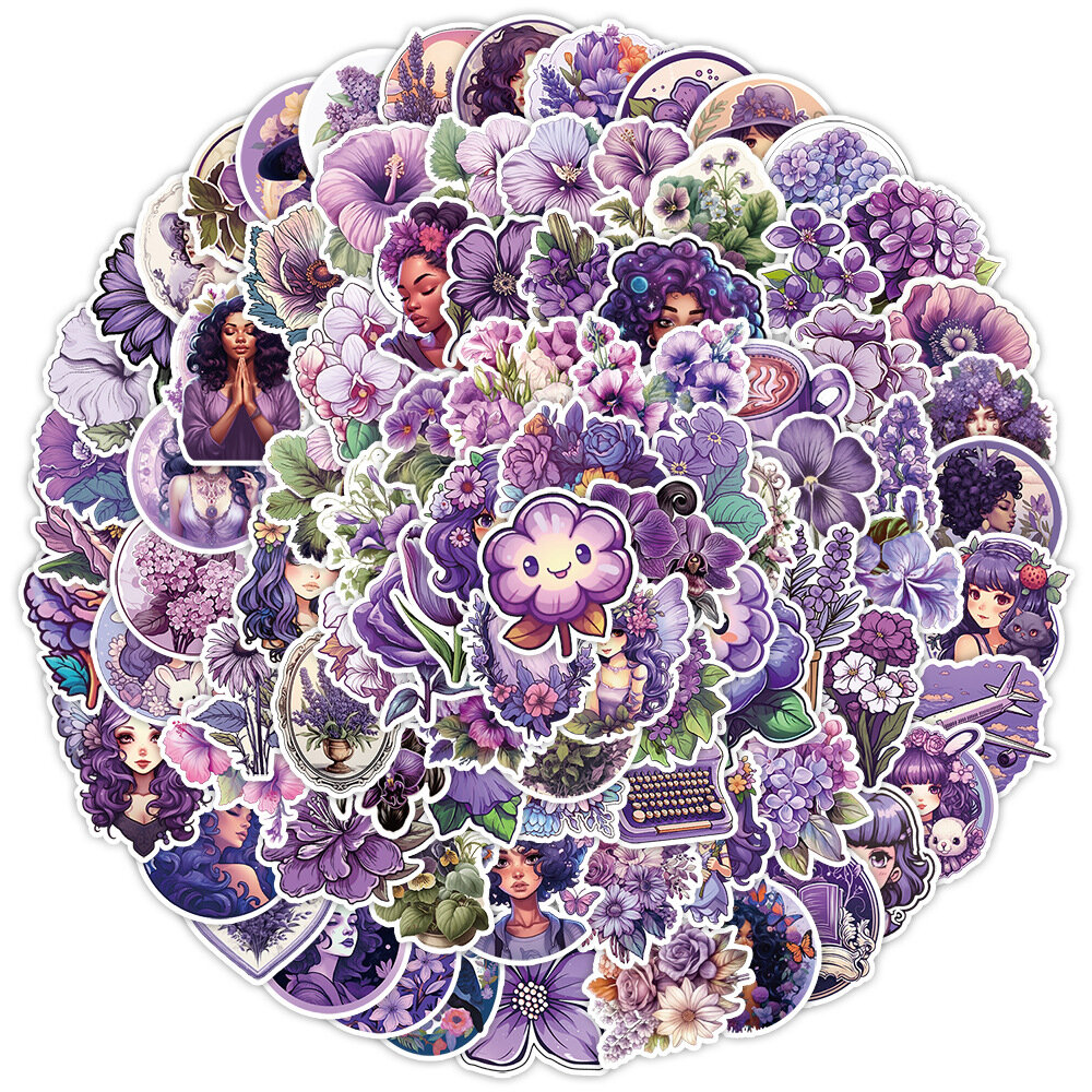 100 шт./упак. Наклейки Фиолетовые Виниловые Водонепроницаемые Граффити Наклейки для ноутбука, багажа, скейтборда, подростков