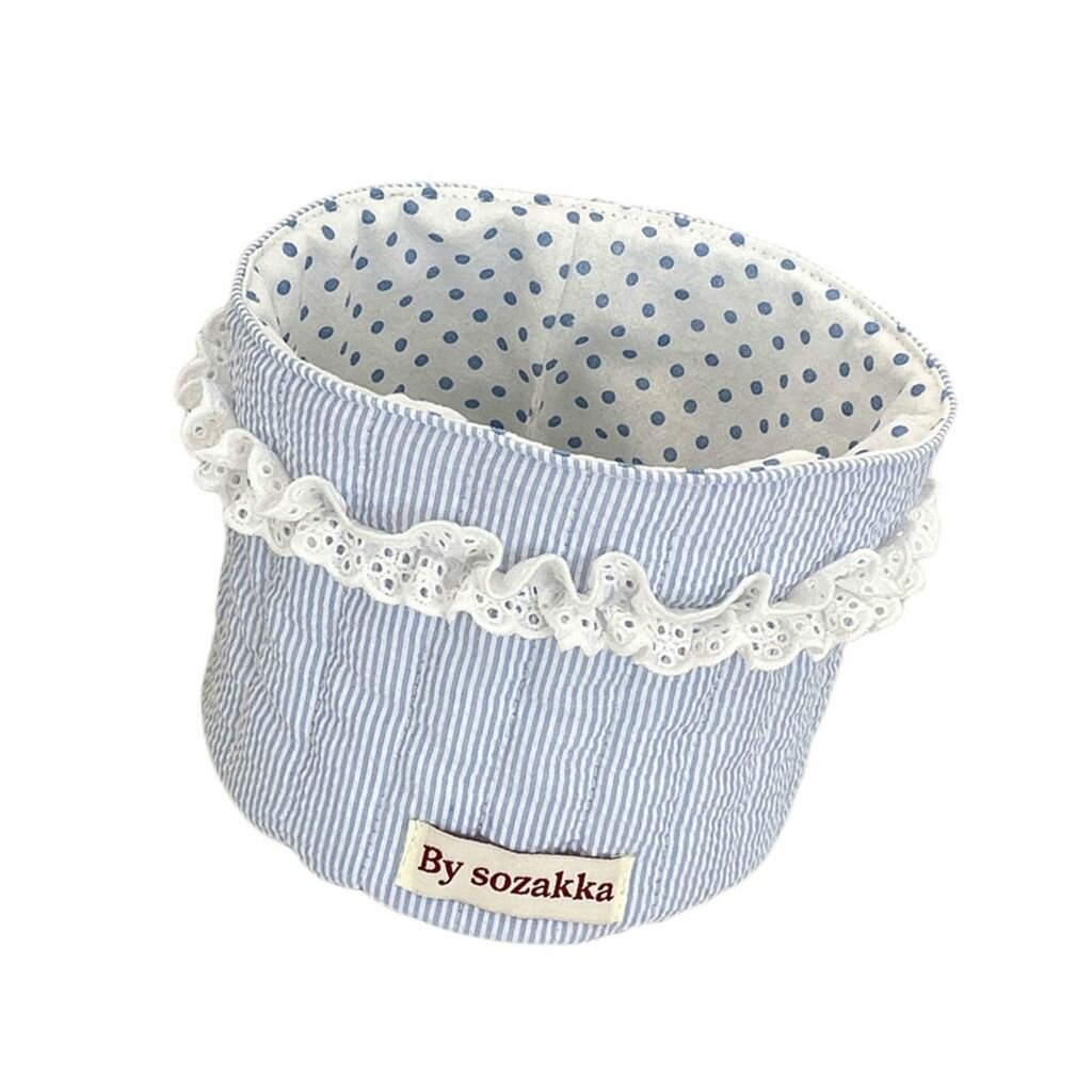 Корзина для хранения на рабочем столе из корейской ткани-вертикальная планка светло-синего цвета