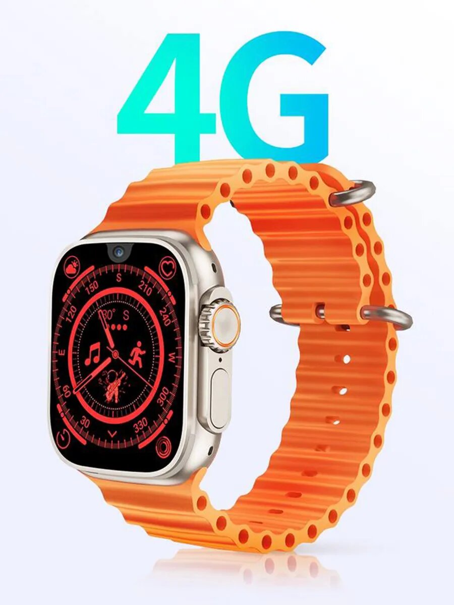 Умные смарт-часы LK Ultra 4 с камерой, SIM-картой 4G, Серебро