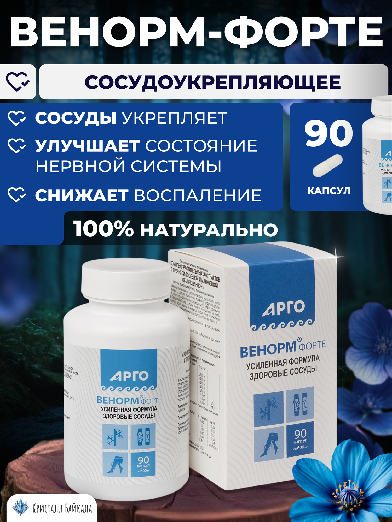 @3547 Венорм Фортe Сосудоукрепляющие капсулы Биолит, для сердца и эндокринной системы