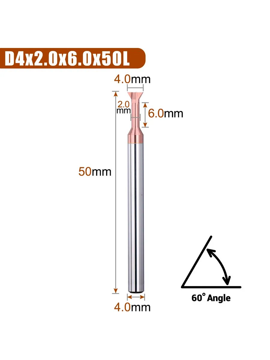 Фреза по металлу пазовая "Ласточкин хвост" 60° 4х4х50мм