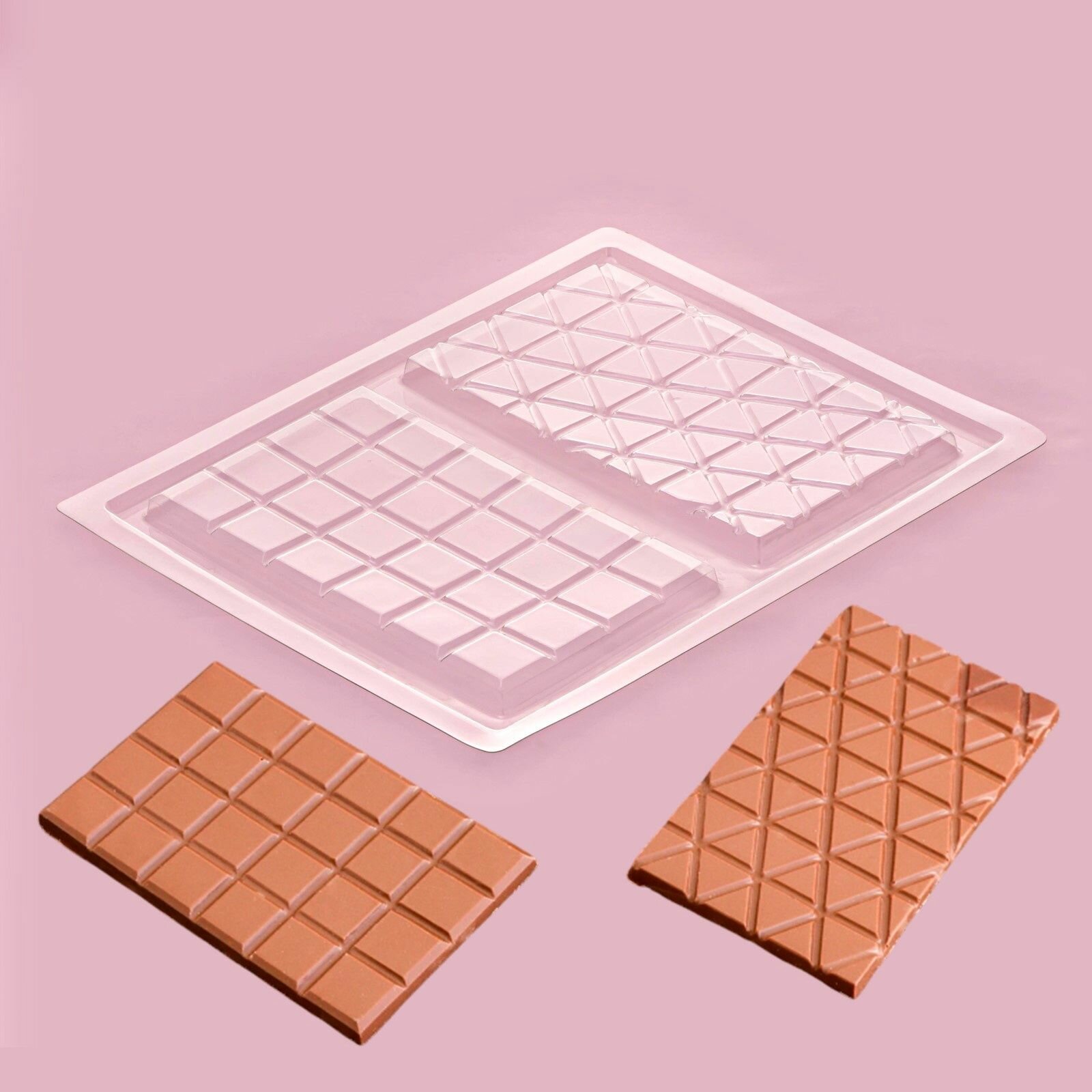 Форма для шоколада Плитка , пластик, 26.8 21 1 см, 2 ячейки 17 10 см, прозрачная, 4 шт