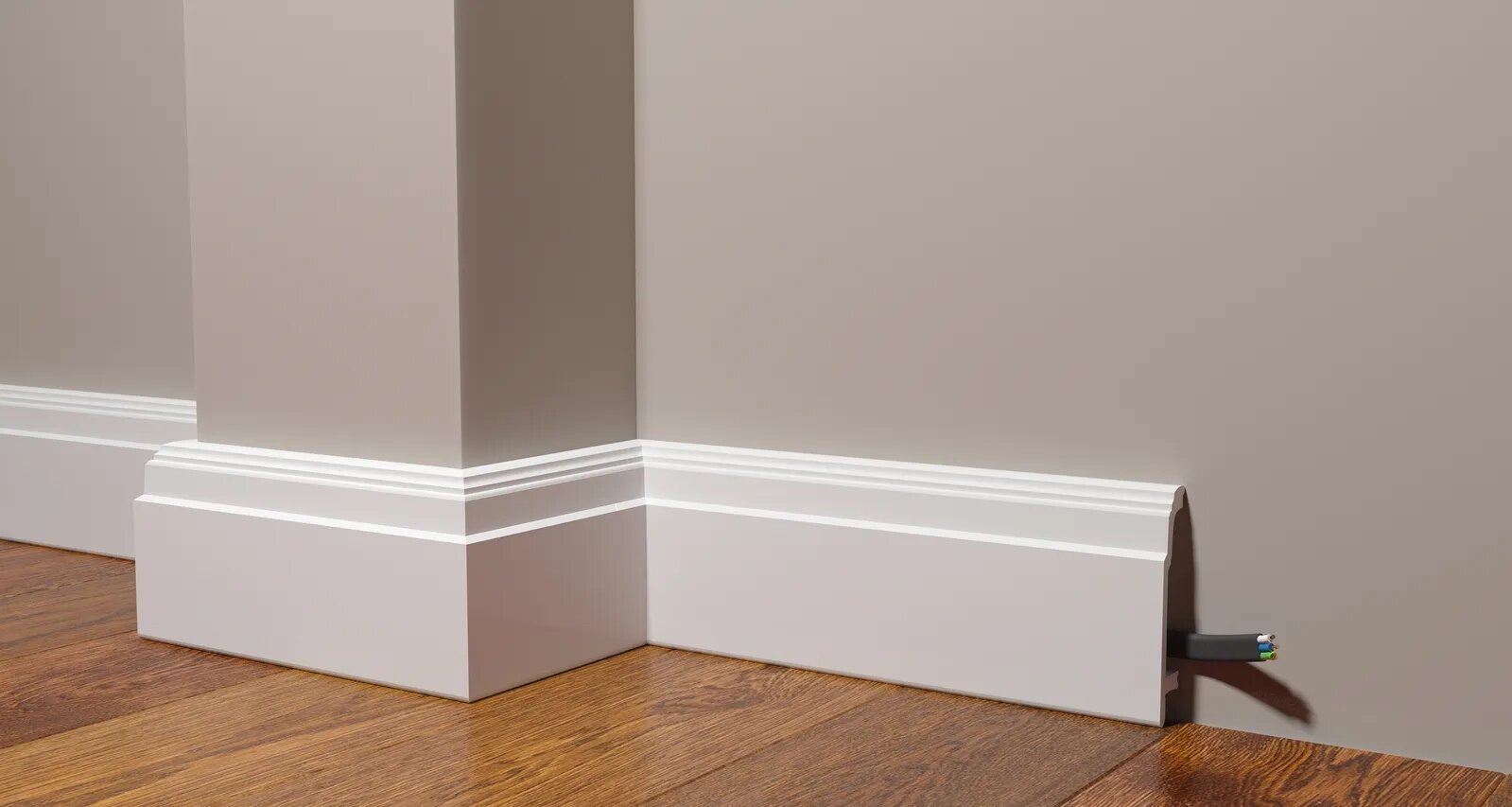 Плинтус напольный, под покраску, дюрополимер Decor-Dizayn (Декор-Дизайн) DD102, размер 102х23,4x2000мм