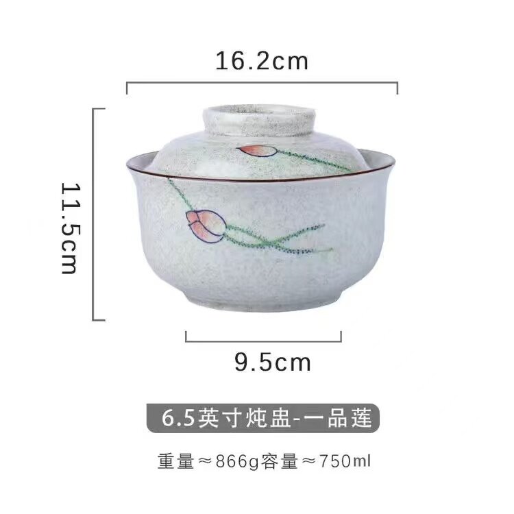 Керамическая суповая миска с крышкой, подходит для лапши, супа и рамэна, термостойкая, простая в использовании и очистке