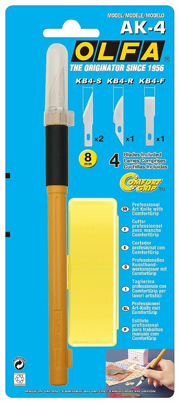 Нож OLFA с профильными лезвиями 6 мм, 4 штуки, перовой OL-AK-4