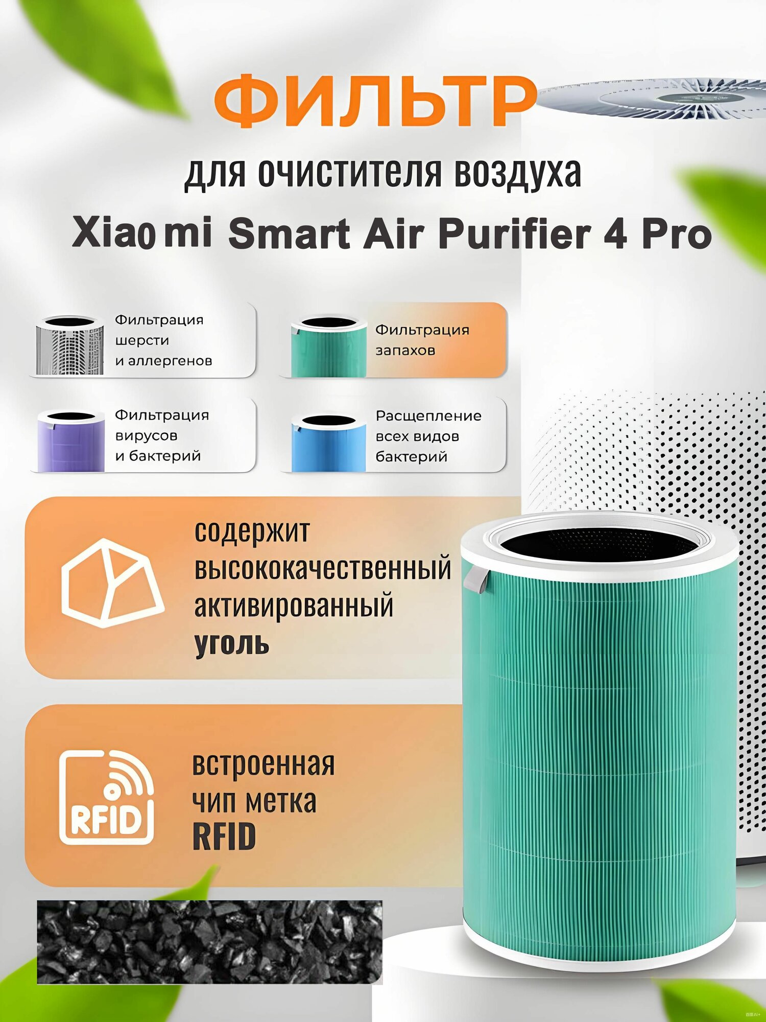 Фильтр для очистителя Smartmi Air Purifier 4 Pro В дополнение к альдегидам, антибактериальный усиленный тип