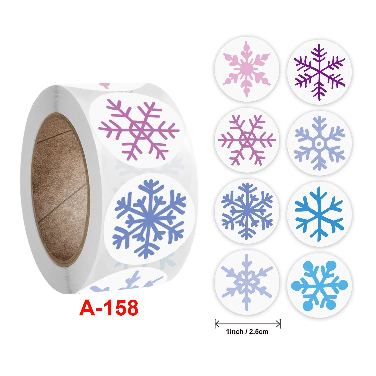 Наклейки снежинки, 500 шт, Цвет: 100pcs in strip