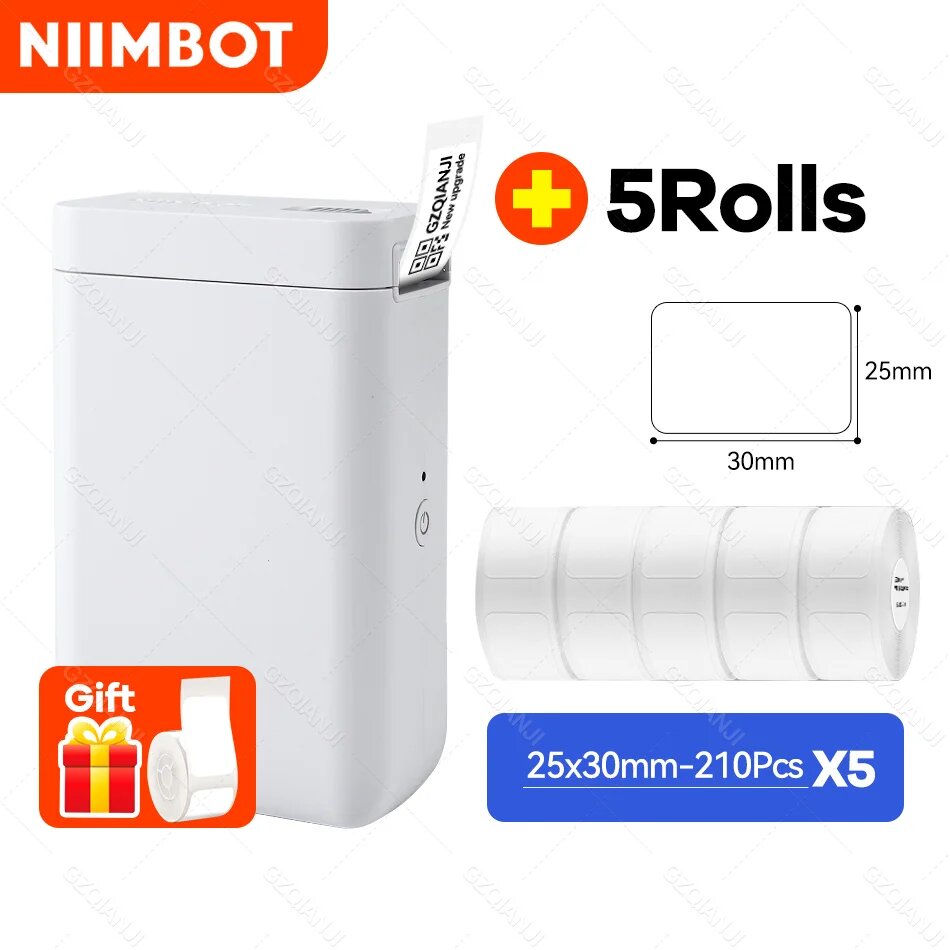 Niimbot D101 Термопринтер этикеток, 5 рулонов, белый