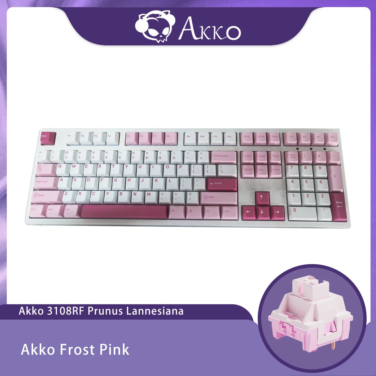 AKKO Prunus Lannesiana Механическая клавиатура 108 клавиш Akko Frost Pink