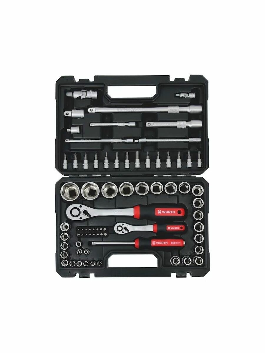Набор инструментов для автомобиля 1/4" + 1/2" (72 предмета) в ограниченных пространствах