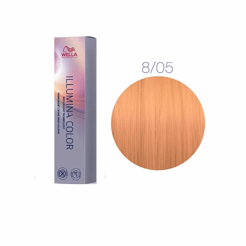 Wella Professionals Крем-краска Illumina Color 8/05 Блондин натуральный красный, Вэлла Иллюмина 60мл